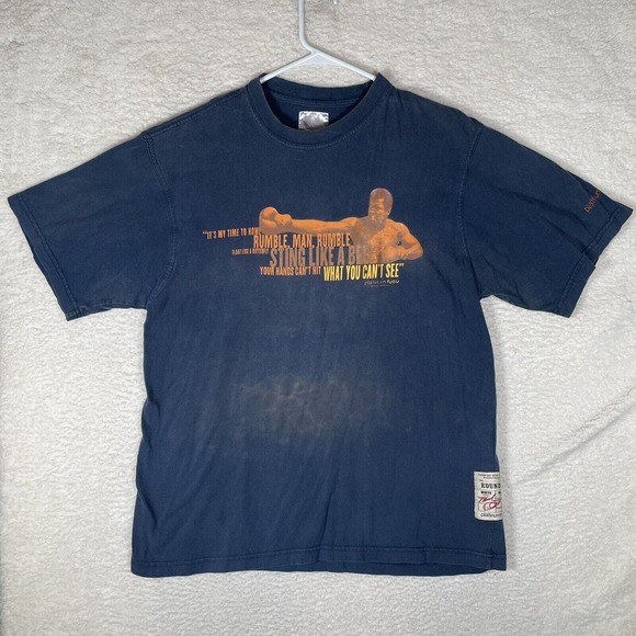 FUBU | Shirts | Vtg Platinum Fubu Shirt Mens Xl Mohammad Ali Graphic Tee Blue 9s Y2k Faded Read ...